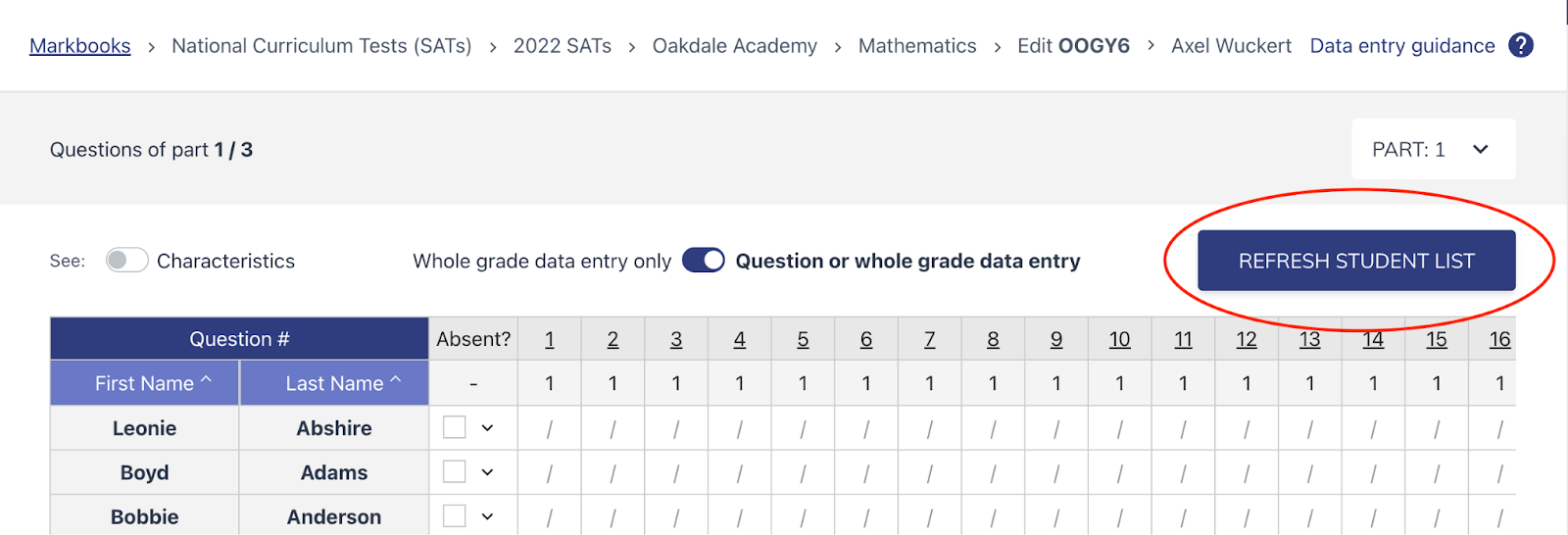 Update the list of students in a markbook – Smartgrade
