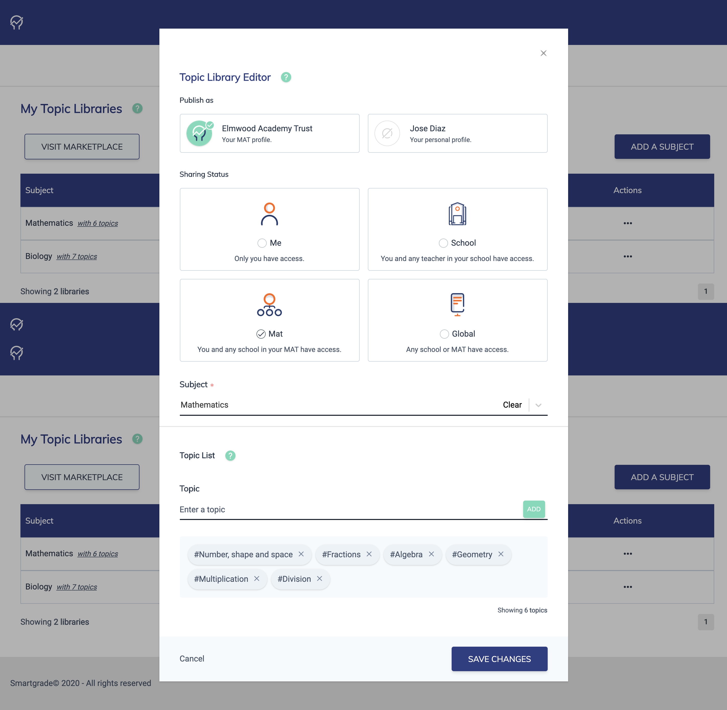 Add a topic library – Smartgrade