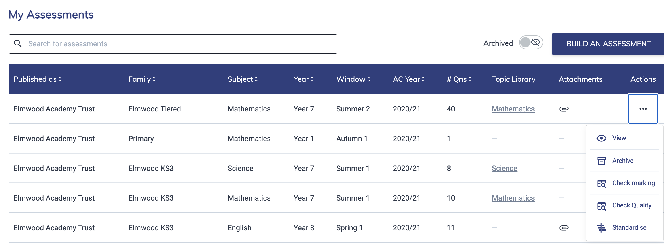 Standardise an assessment – Smartgrade