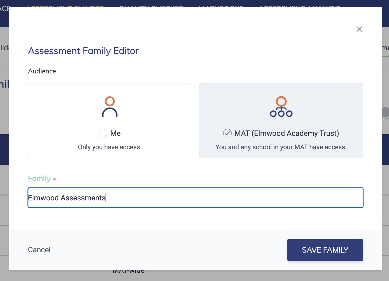Add an assessment family – Smartgrade